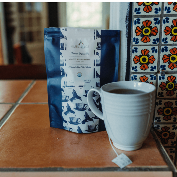 Organic Wild Blueberry Black Tea Sachets - Humming Cup Premium Organic Tea